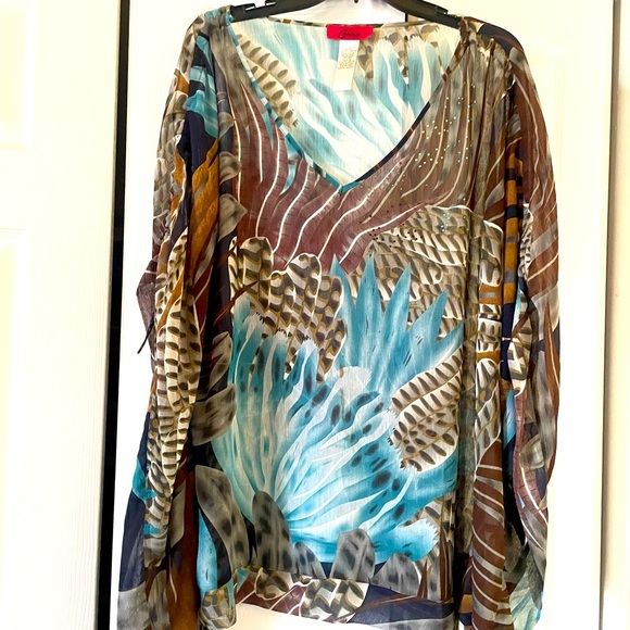 Tops | Unique Colorful Sheer Top | Poshmark